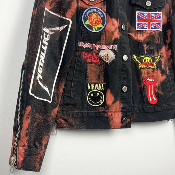 No Brand | Jackets & Coats | Rare Band Patch Bleached Out Distressed ...